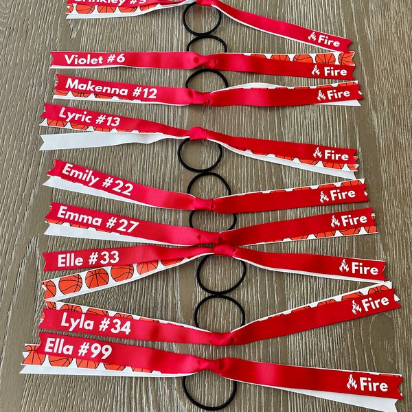 Custom Personalized Sports Team Ribbon, Ponytail Hair Ties, Streamer ...