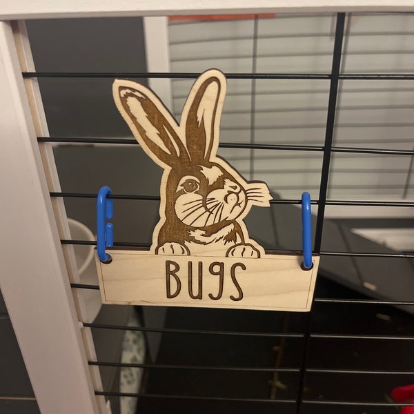 Bunny Rabbit Cage Tag, Personalized, Custom, Engraved Wood, Pet Rabbit ...
