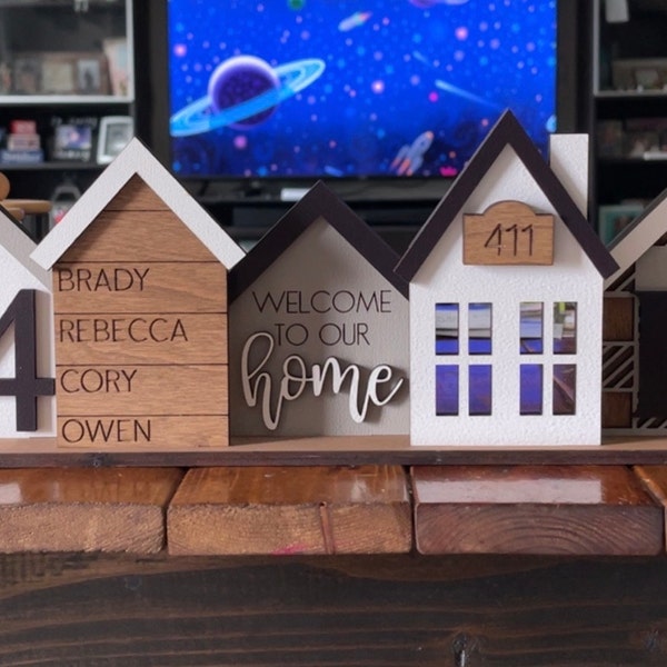 Personalized Family Sign, Custom Standing House Centerpiece, Farmhouse ...