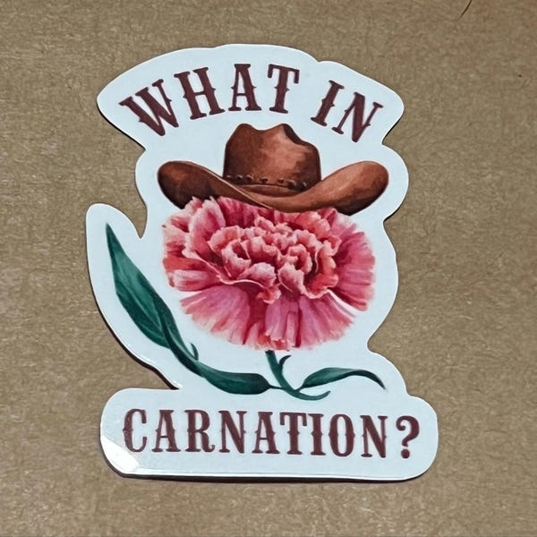 What in Carnation Sticker, Funny Gardening Sticker, Gift for Her, Funny ...