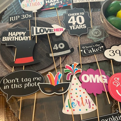 40th Birthday Photo Booth Party Props 40 Pieces Funny 40th Birthday ...