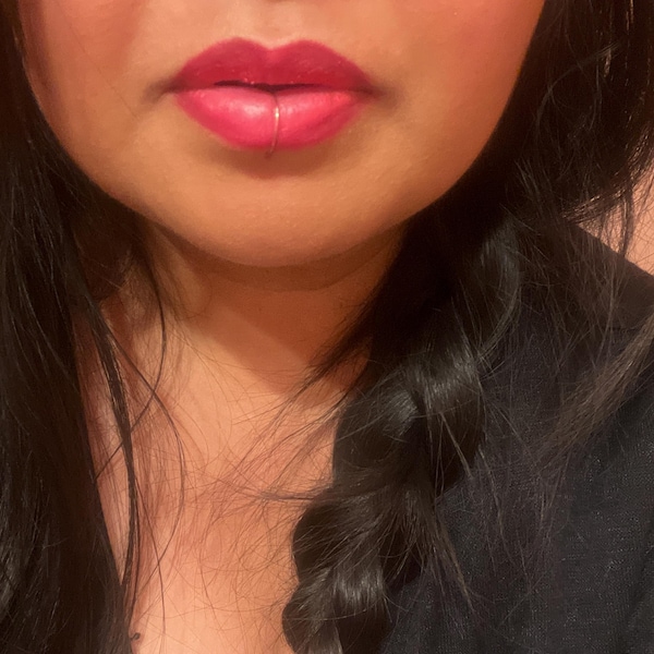 9ct Gold & Sterling Silver Lip Ring: Thin Gauge Hoop Piercing - Etsy