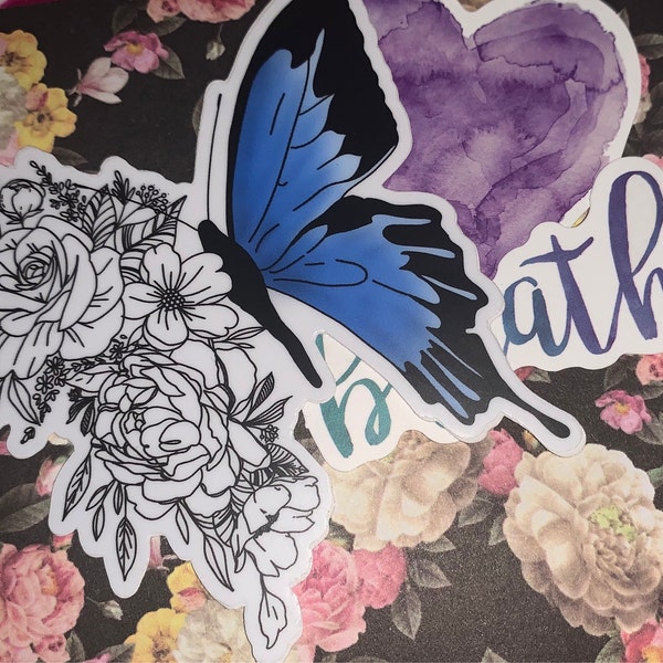 Blue Floral Butterfly Sticker | Laptop Sticker | Waterproof Water ...