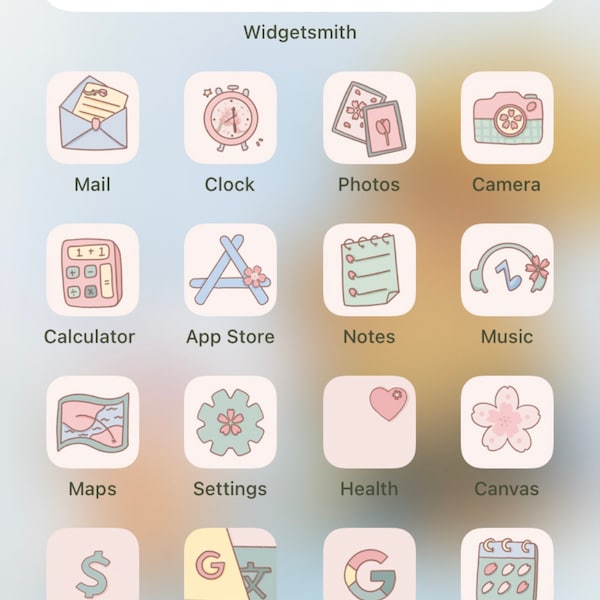 CUTE SAKURA Hand Drawn Icon Pack With Wallpapers | Cherry Blossom App ...