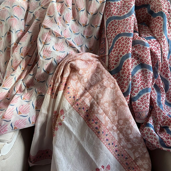 Mughal Print Soft Cotton Block Print Indian 100% Pure Cotton Cloth ...