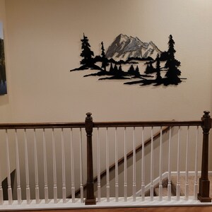 Mountain and Tree Scene Metal Wall Art 6.1 - Etsy