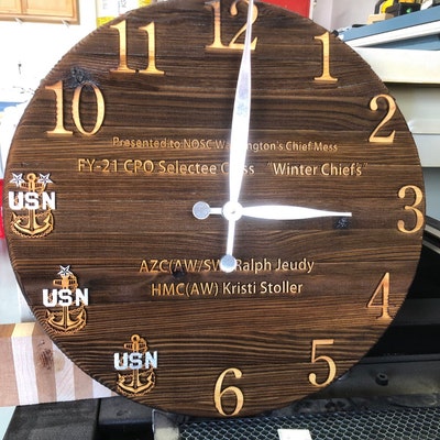 Navy Chief Mess Clock Made From Solid Wood With High Torque Mechanism ...