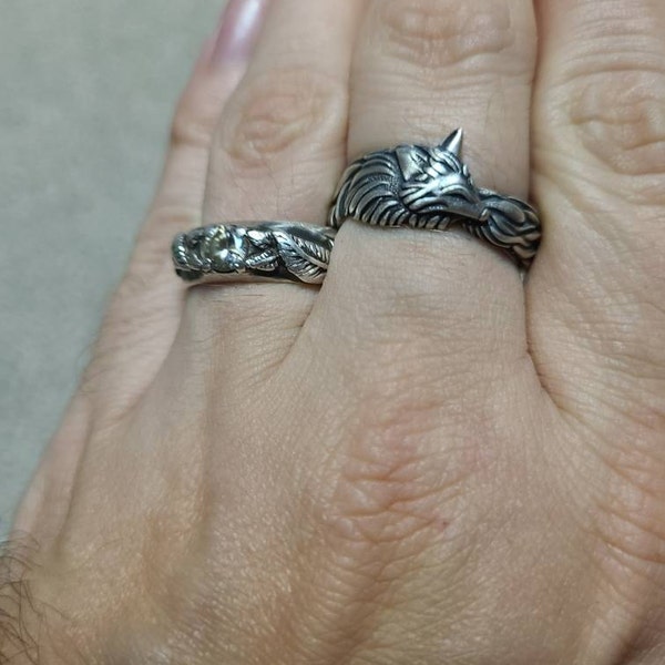 Barong God of Good Mens Ring in Silver, Balinese Mythology Gothic Ring ...