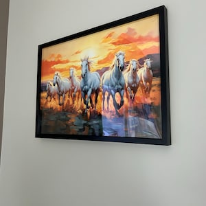 Seven White Horses Painting, 7 Running Horses Poster, Horses With ...