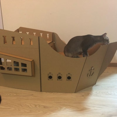 Pirate Ship Cardboard Cat House - Etsy