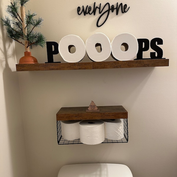 Everyone Poops Toilet Paper Holder Shelf // Funny Bathroom Humor Decor ...