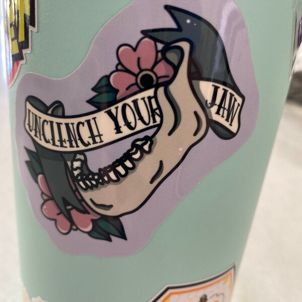 Unclench Your Jaw Matte Glare Free Sticker | Anxious Sticker | Jawbone ...