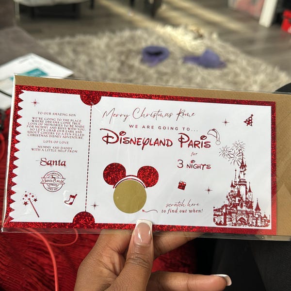 Disneyland Paris Ticket, Scratch Card, Disney Trip Announcement ...
