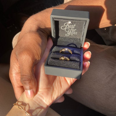 Personalized Gold Ring Set Custom Engraved Rings Stainless Steel Gold ...