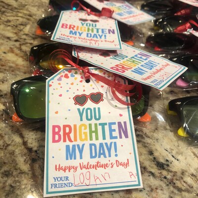 You Brighten My Day Valentine, Sunglasses Valentine Tags Sun Valentine ...