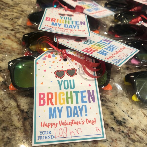 You Brighten My Day Valentine, Sunglasses Valentine Tags Sun Valentine ...