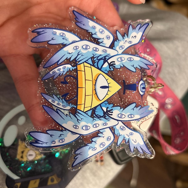 Biblically Accurate Bill Cipher Sparkly Keychain LARGE SIZE With Gold ...