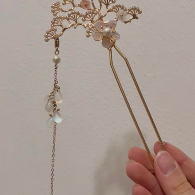 Retro Pine Tree Hairpin Gold Plated Copper Shell Flower Tassel - Etsy
