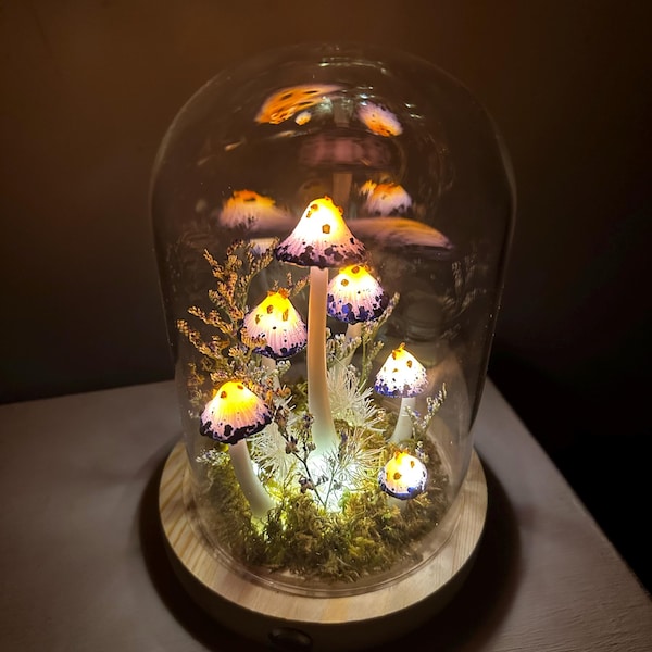 Blue Handmade Mushroom Lamp | Whimsigoth Decor | Bedroom Decor |art ...