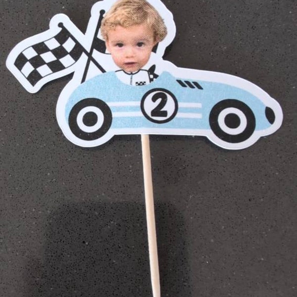 Blue Racing Toppers | Cupcake Toppers | Photo Head | Fast One ...