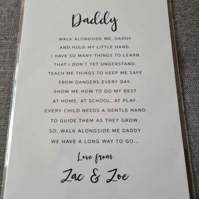 Daddy Personalised Poem Walk Alongside Me Dad Print Poster Home Decor ...