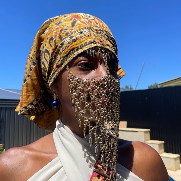 Gold Face Chain for Ladies, Face Veil Mask, Handmade Face Accessory ...