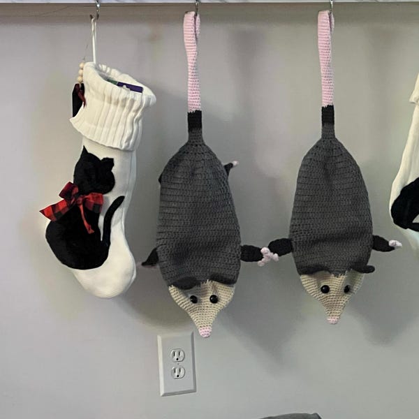 Possum Holiday Stocking, Crochet Possum Christmas Stocking, Possum Bag ...