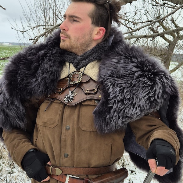 Costume Leather Set Larp Ranger, Pauldrons Gorget Bandolier Bracers ...