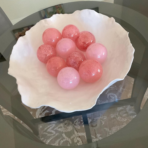 Pink Glass Pumpkin, 4 Hand Blown Squash Lavender Purple Stem Pastel ...