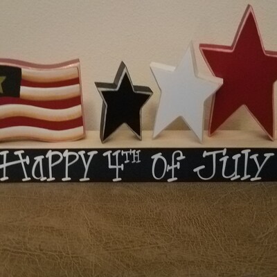 Happy 4th of July Decor Patriotic Wood Block Set Independence Day ...