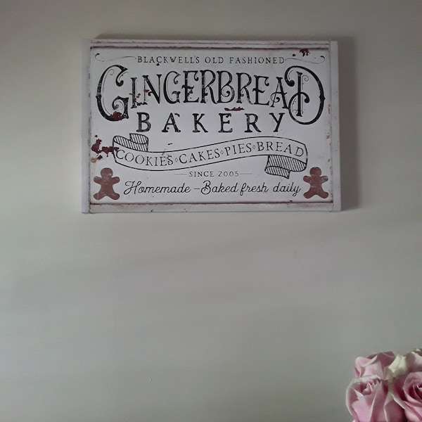 Gingerbread Sign Rustic Farmhouse Kitchen Decor Custom Family Name Sign ...