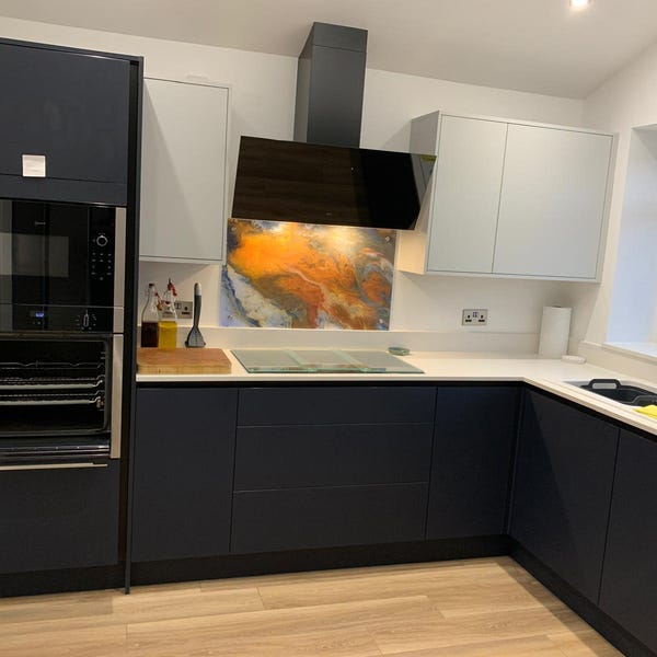 Kitchen Splashback Terrazzo Lastrico Mosaic Tempered Glass Backsplash ...