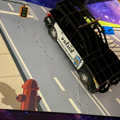 Liif Police Car 3D Greeting Pop up Card, Father's Day, Retirement ...