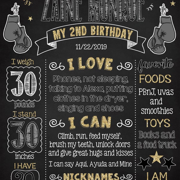 Boxing Birthday Milestone - Boxer Themed Party Poster - Editable ...