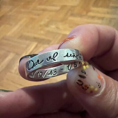 Memorial Handwriting Ring Actual Handwriting Band Ring Eternity Ring ...