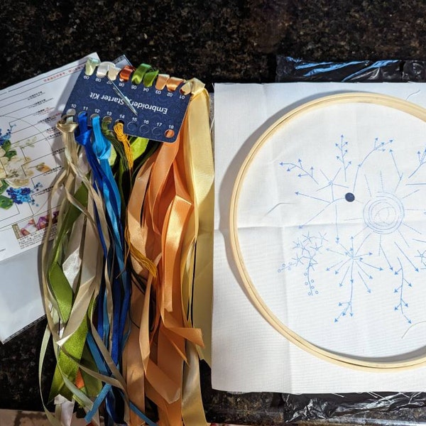 Flower Silk Ribbon Embroidery Kit, Easy DIY Beginner Silk Ribbon ...