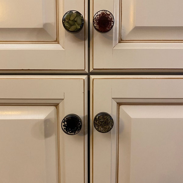 Antique Copper Spice Resin Cabinet Knobs, Farmhouse, Boho, Unique Knobs ...