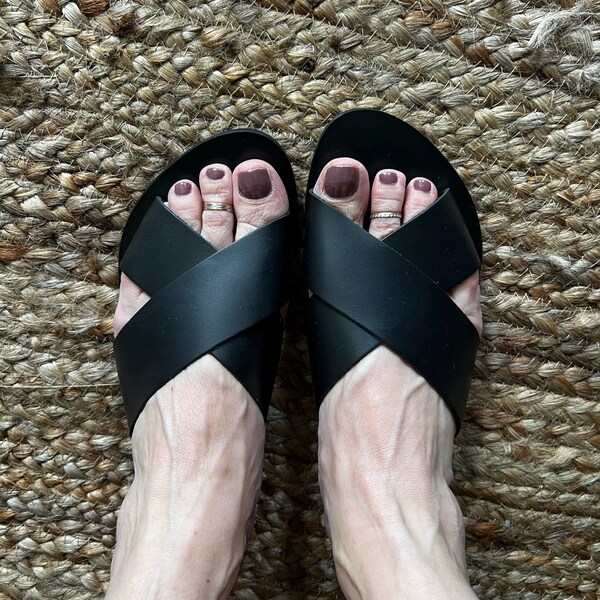 ACROPOLIS Leather Sandals, Greek Leather Sandals, Leather Sandals, Flat ...