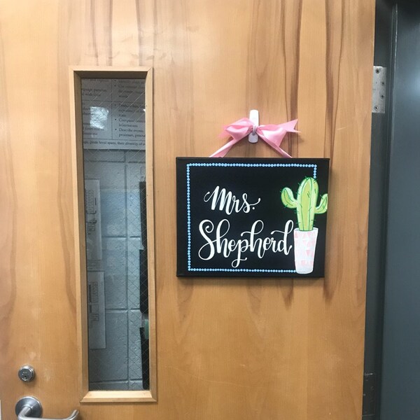 Groovy Boho School Teacher Counselor Name Hand Painted Custom Sign Door ...