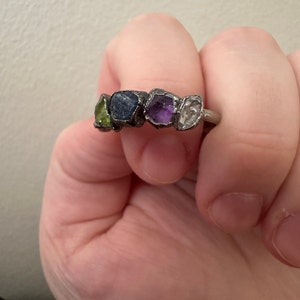 Emerald & Raw Diamond Ring Set Handmade Uncut Diamond Ring Raw Crystal ...