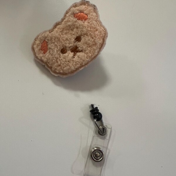 Fuzzy Bear Badge Reel, Retractable Badge Holder, Nurse Badge Reel ...