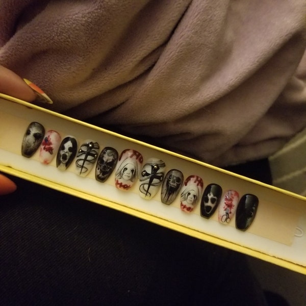 Halloween Horror - Handmade Glue on Nails | Korean Nails | Japanese ...