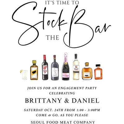 Let's Stock the Bar Invitation, Couple's Shower Invite, Engagement ...