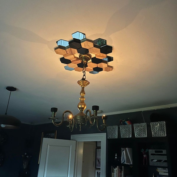 Hexagon Mirror Wall Panel Art Decor Unique Mosaic Modern Geometric ...