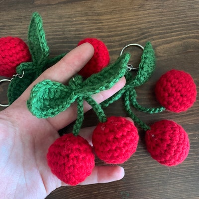 Crochet Cherry Keychain/cherry Keyring/cherry Amigurumi/crochet Keyring ...