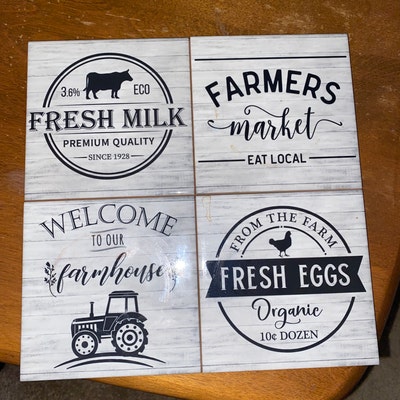 Farmhouse Coasters Set of 4, Farmhouse Decor, Farmhouse Table ...