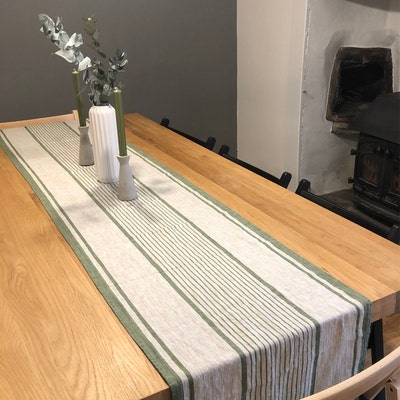 French Style Linen Table Runner Striped Linen Table Runner - Etsy