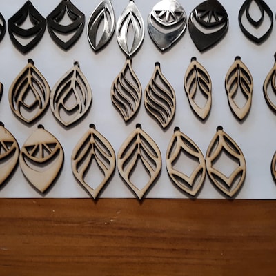 10 Elegant Wooden Earring Templates Bundle Laser Cut Dangle Designs for ...