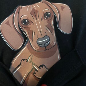 Dachshund Dog With the Middle Finger Funny Pocket Dog Middle Finger ...