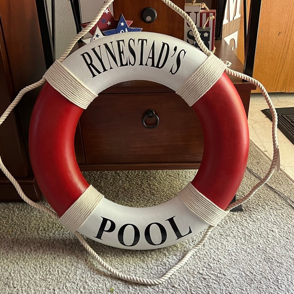 Personalized Life Preserver Ring - Pool Décor - Boat Décor -beach House ...